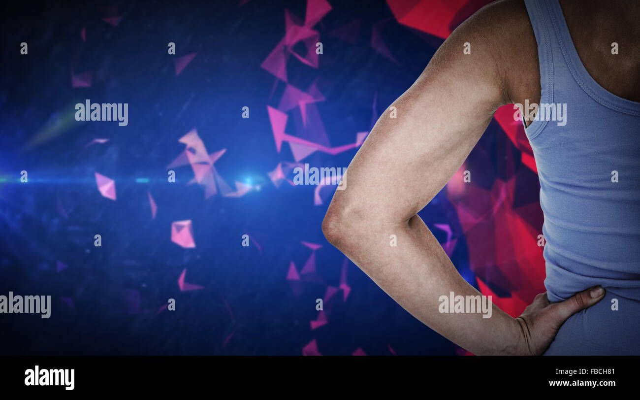 Composite image of back view of muscular woman Stock Photo - Alamy