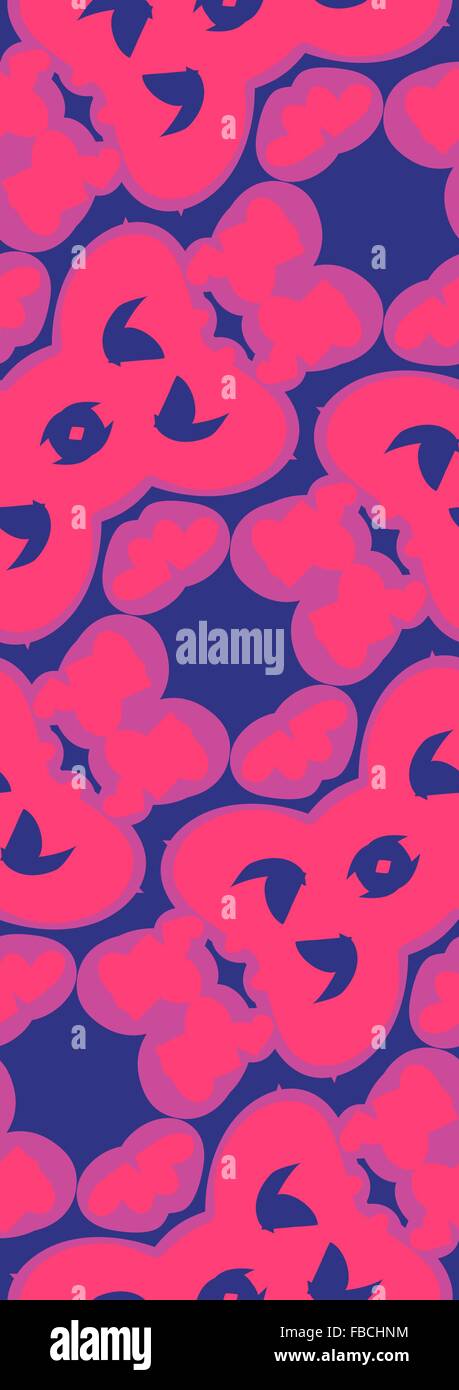 Random pink and purple shapes in repeating blue background pattern ...