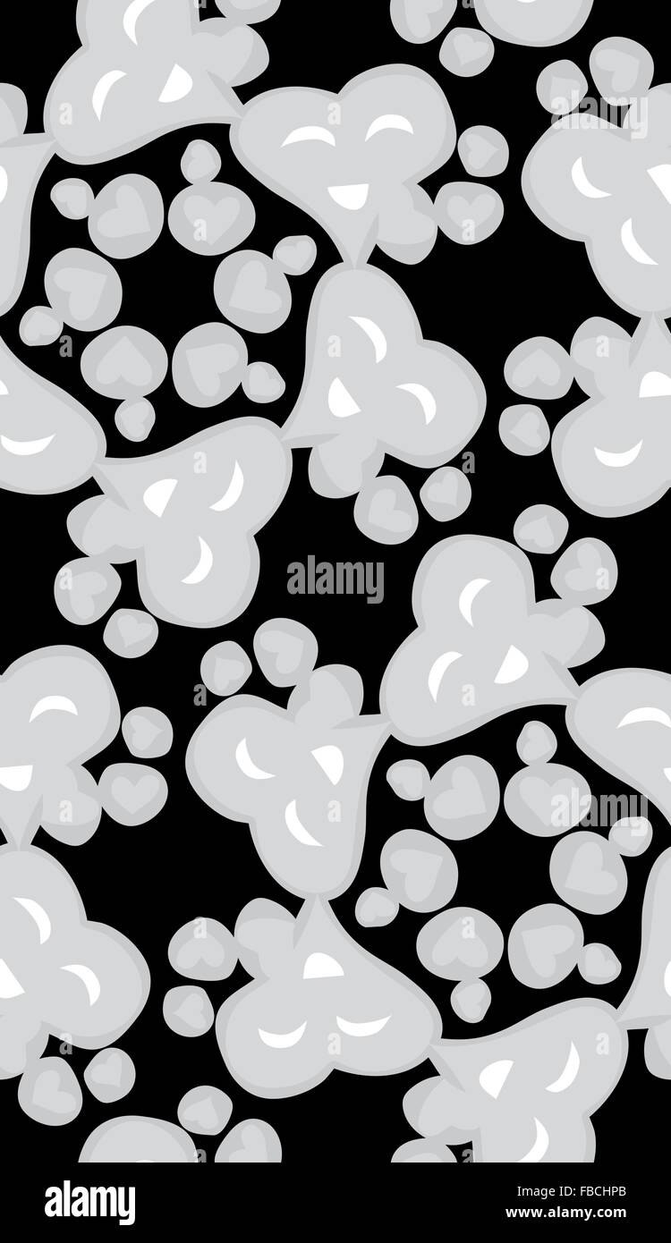 Repeating background pattern of gray and black connected smiling heart ...