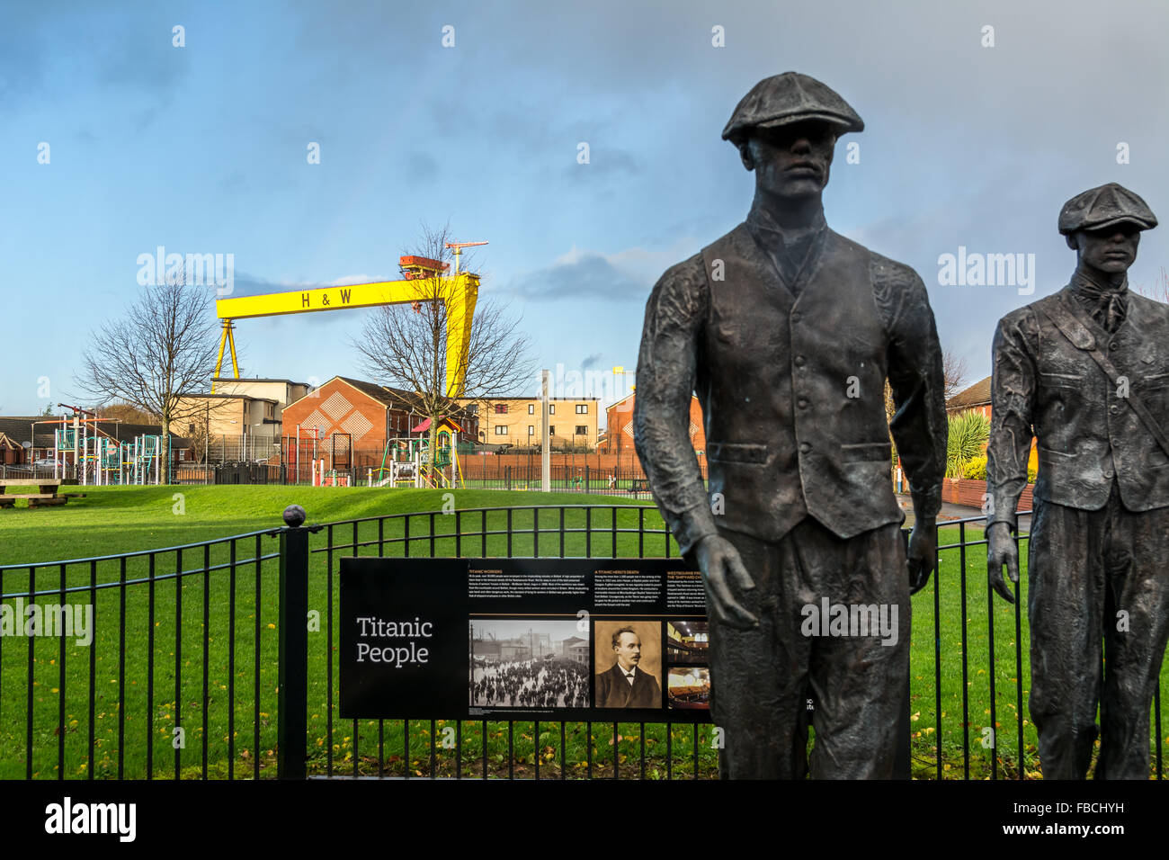 The Shipyard Workers statues in East Belfast, depicting men coming home ...