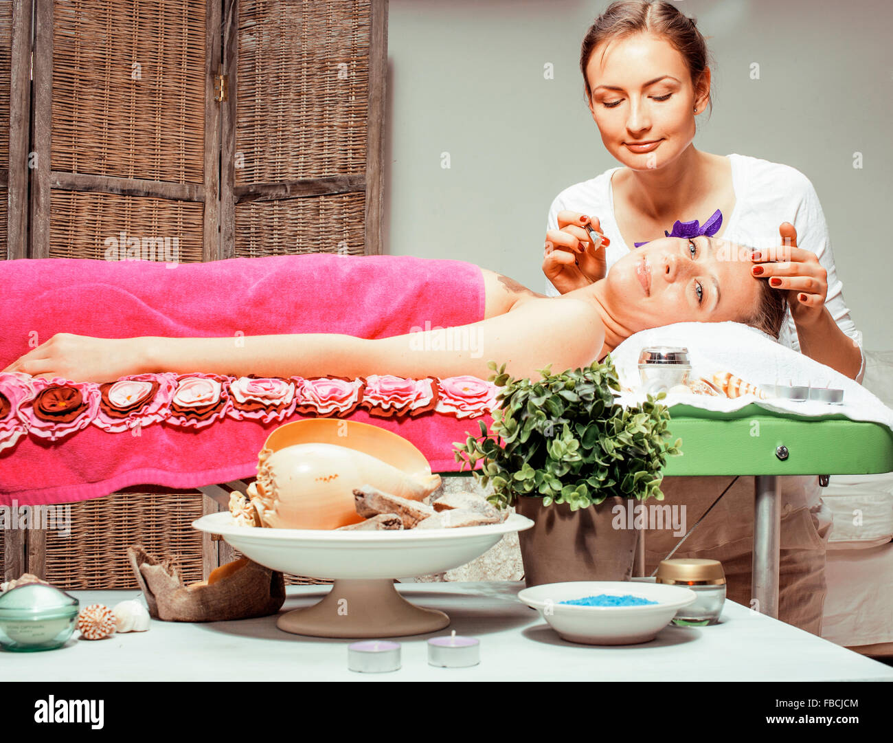 stock photo attractive lady getting spa treatment in salon, massage ...