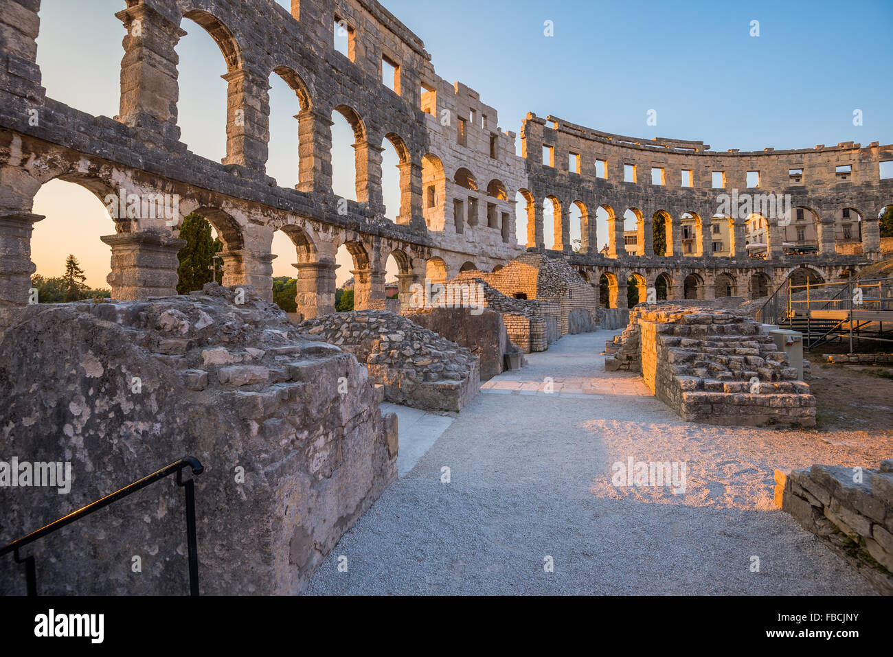 Inside of Ancient Roman Amphitheater in Pula, Croatia, Famous Travel ...