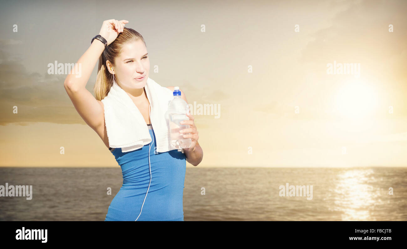 Beautiful woman water bottle beach hi-res stock photography and images ...