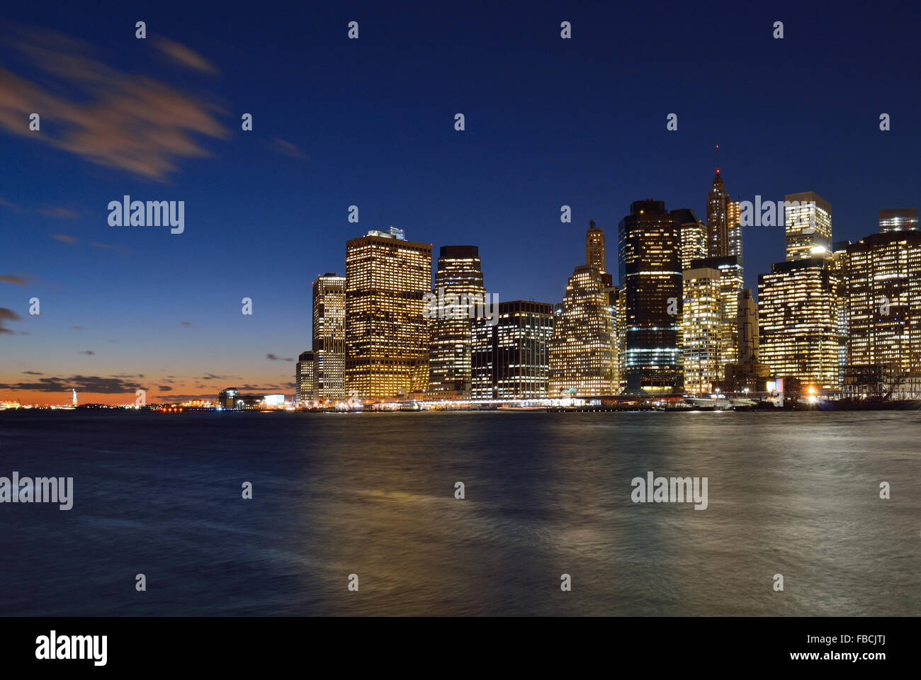 Manhattan skyline at night Stock Photo - Alamy