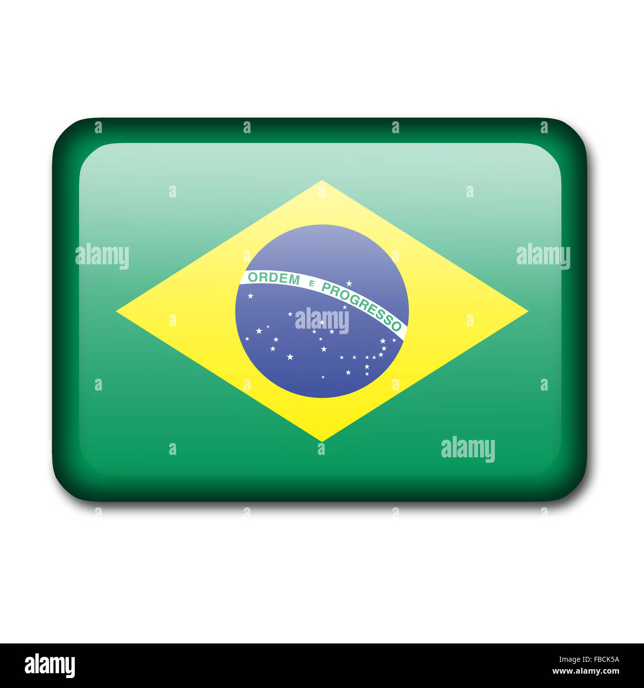 Glossy icon in the style of the Brazil flag Stock Photo - Alamy