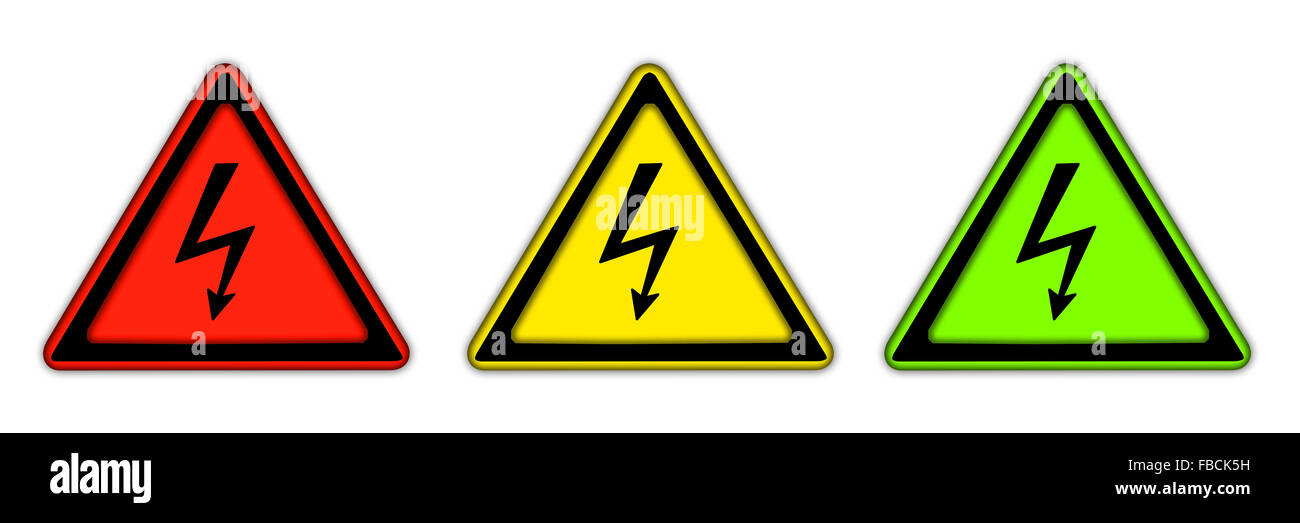 Three icons with sign of electricity Stock Photo - Alamy