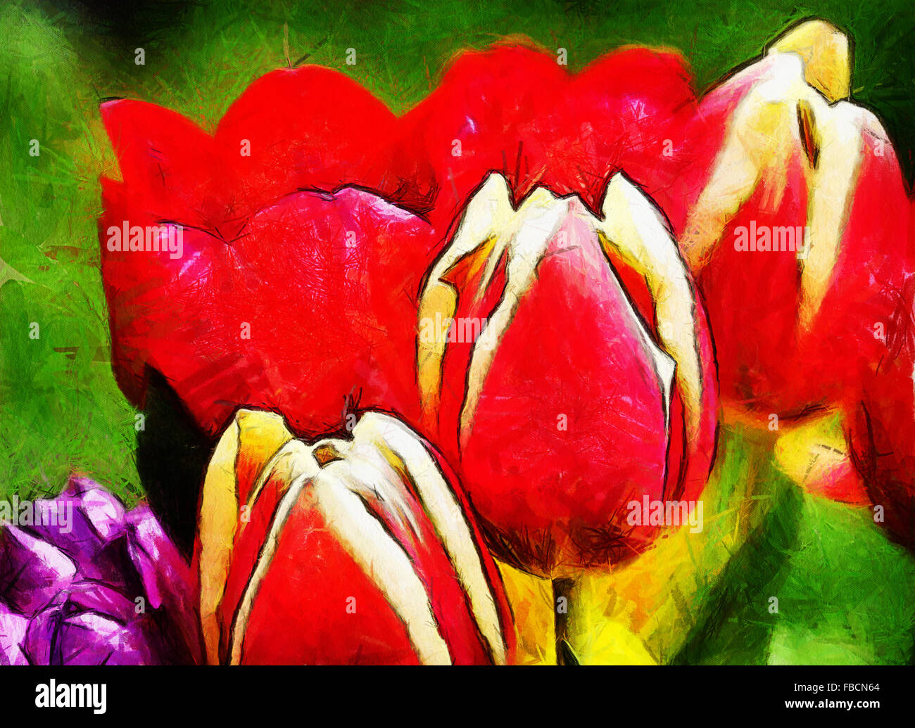 Red tulips painting hi-res stock photography and images - Alamy