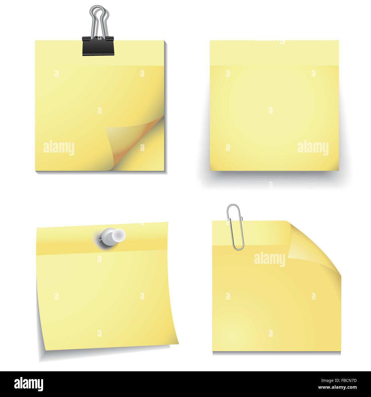 Yellow Sticky Blank Notes with Office Supplies Stock Vector Image & Art ...