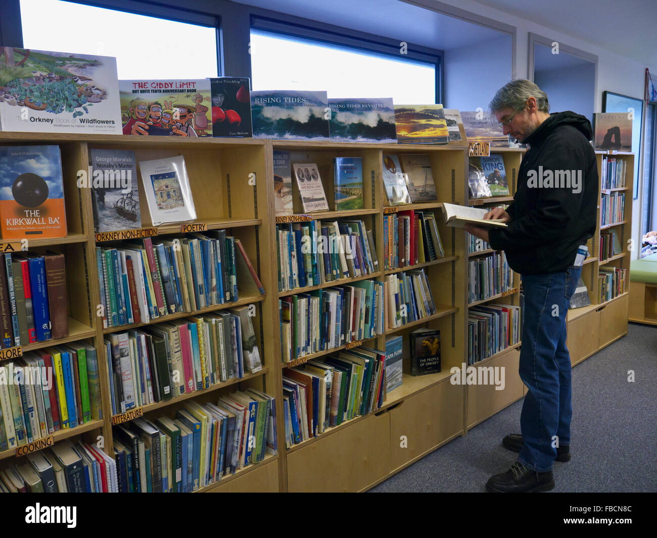 Reading in a library Stock Photo - Alamy