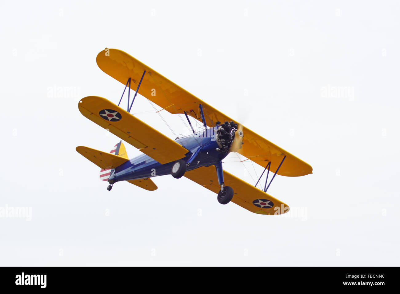 Airplane Army vintage bi-plane propeller aircraft flying at 2016 Cable ...