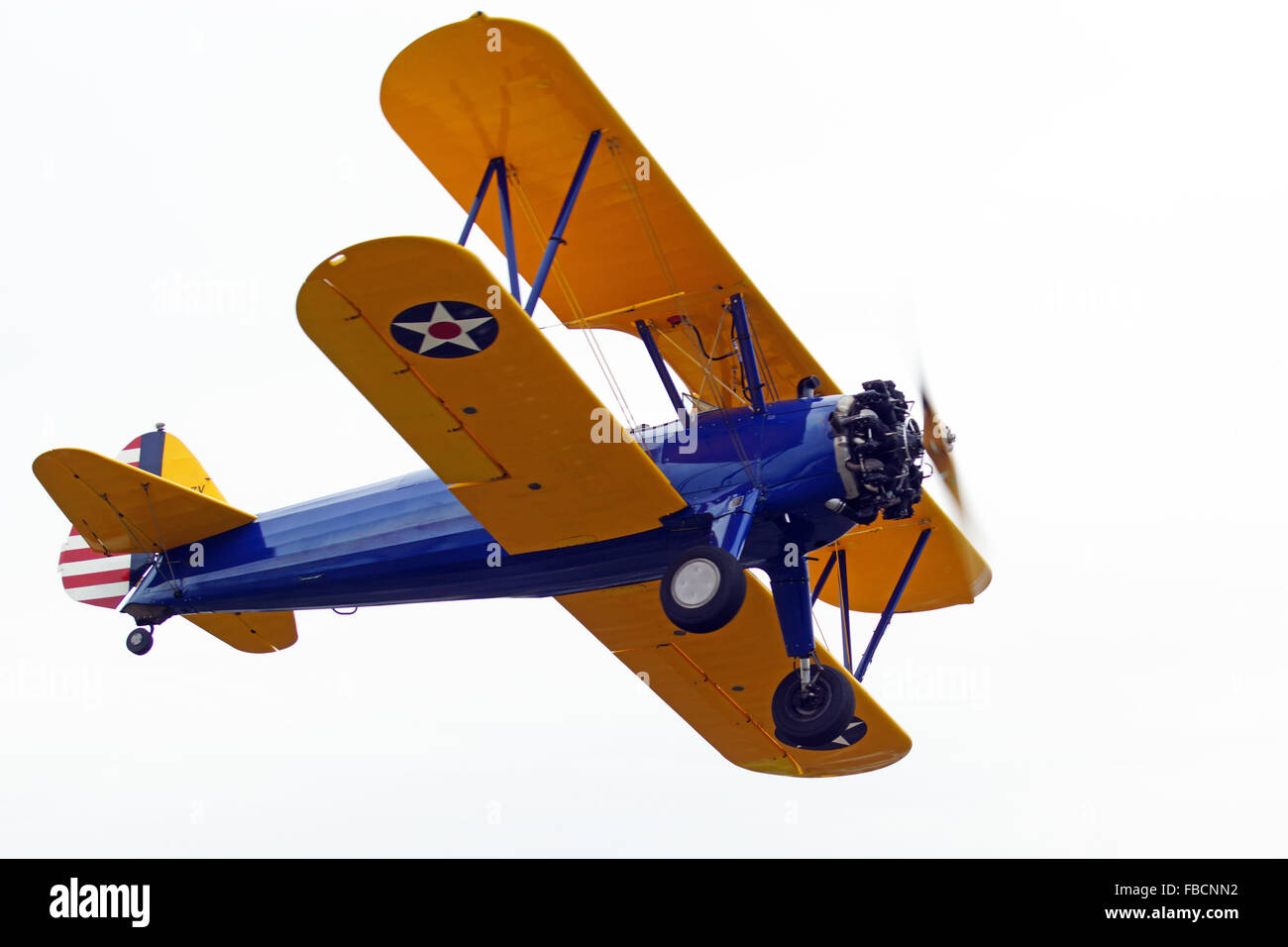 Airplane Army vintage bi-plane propeller aircraft flying at 2016 Cable ...