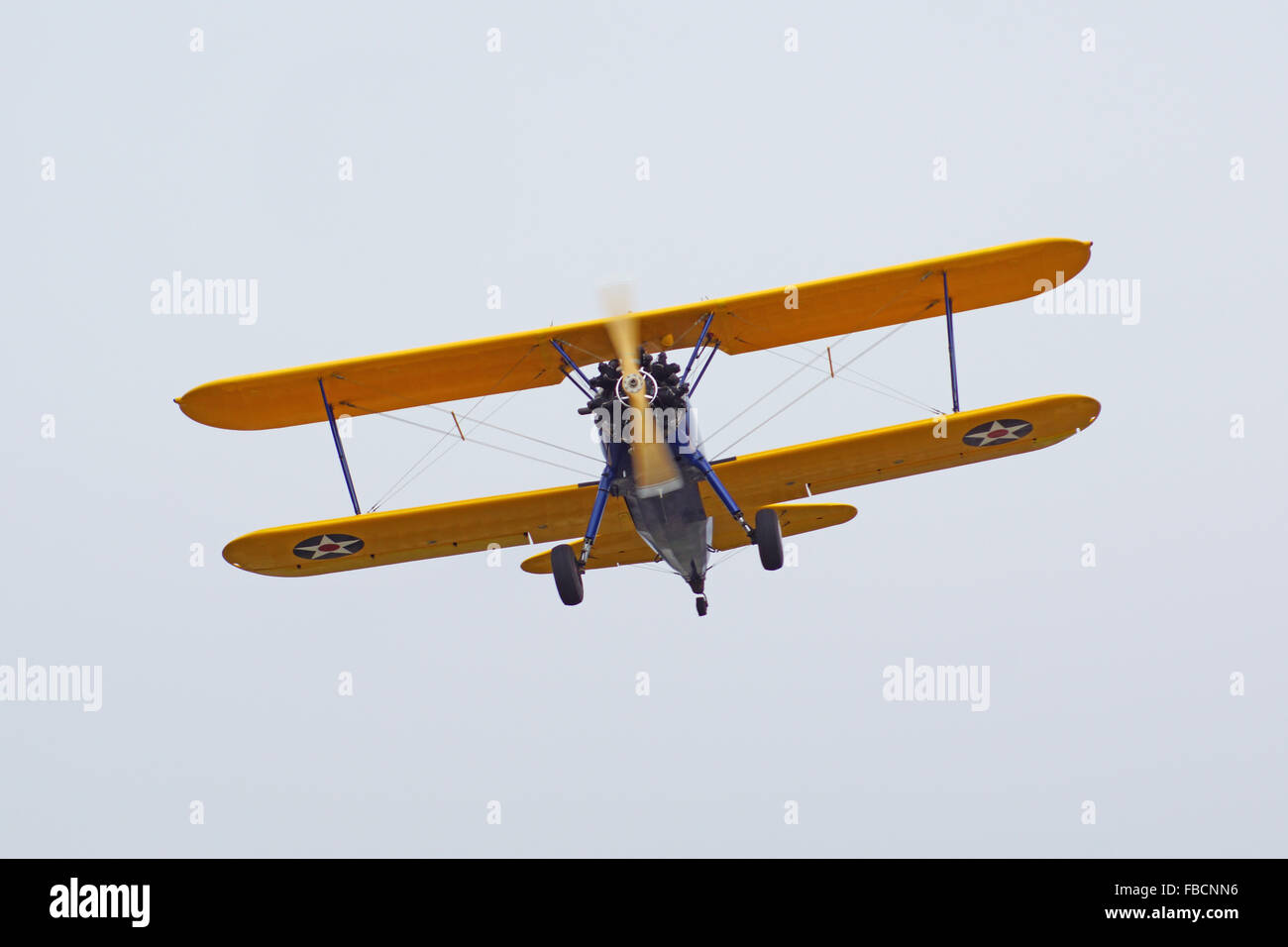 Airplane Army vintage bi-plane propeller aircraft flying at 2016 Cable ...