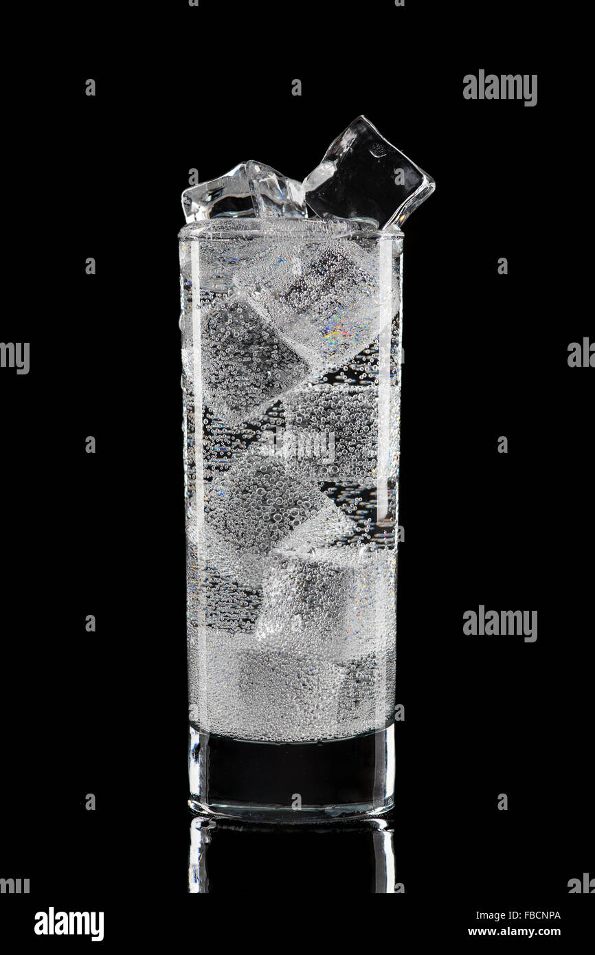 Glass with water and ice Stock Photo - Alamy