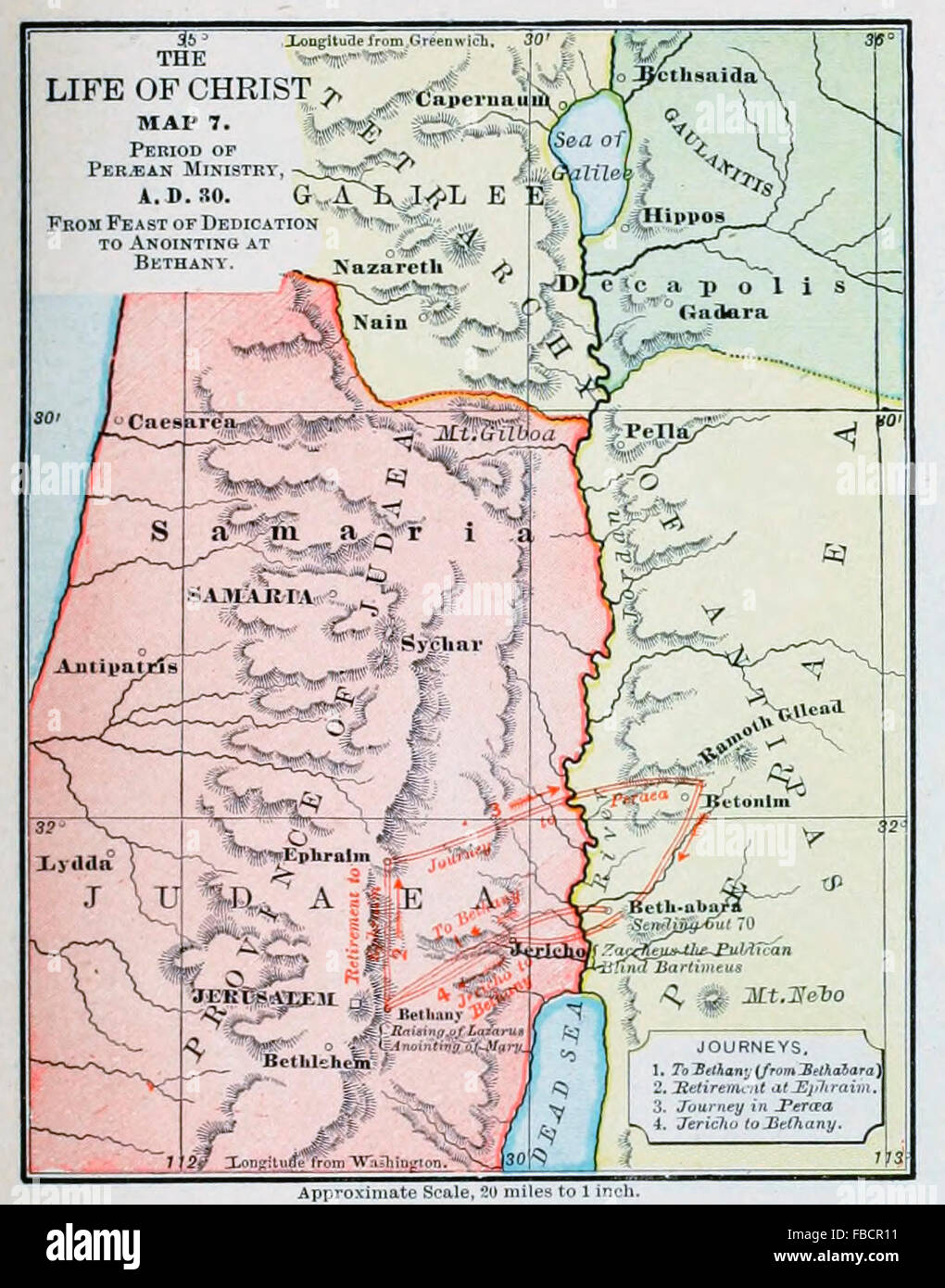 Map of the Life of Christ - Period of Perlean Ministry Stock Photo - Alamy