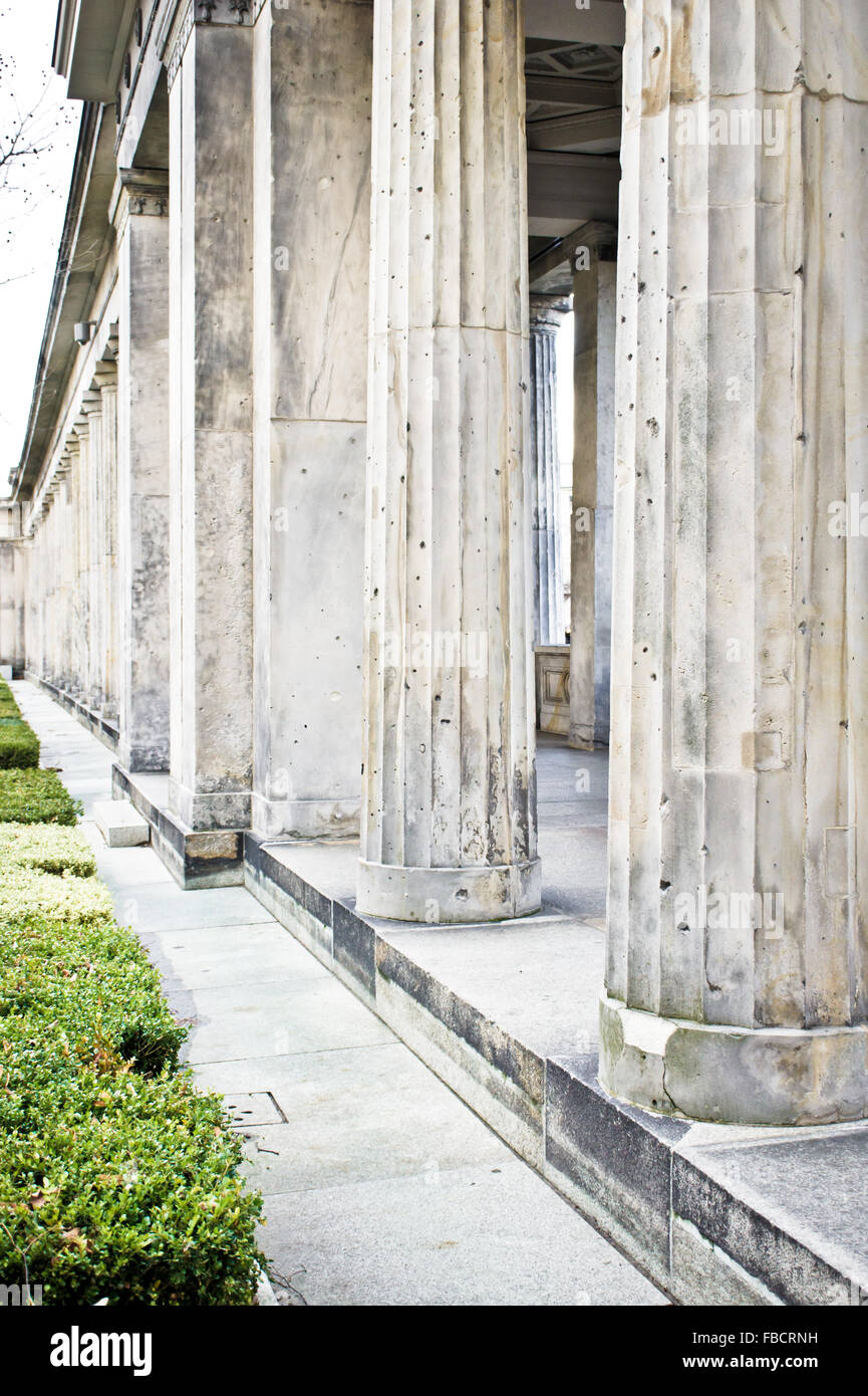 A row of tall stone pillars in a historical site in Berlin Stock Photo ...