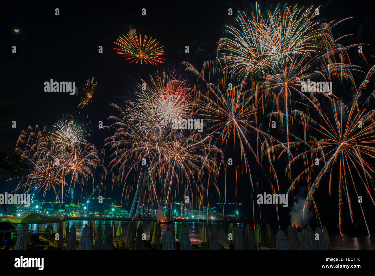 Fireworks in Dubai Marina, UAE Stock Photo - Alamy