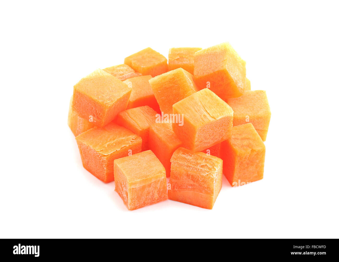 Carrot vegetable cube isolated on white background Stock Photo - Alamy