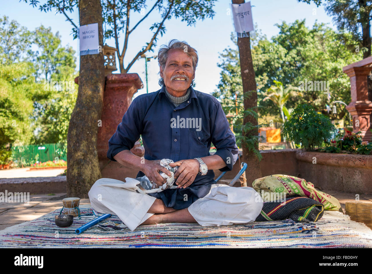Indian Magician performing his show at Western ghats, India Stock Photo ...