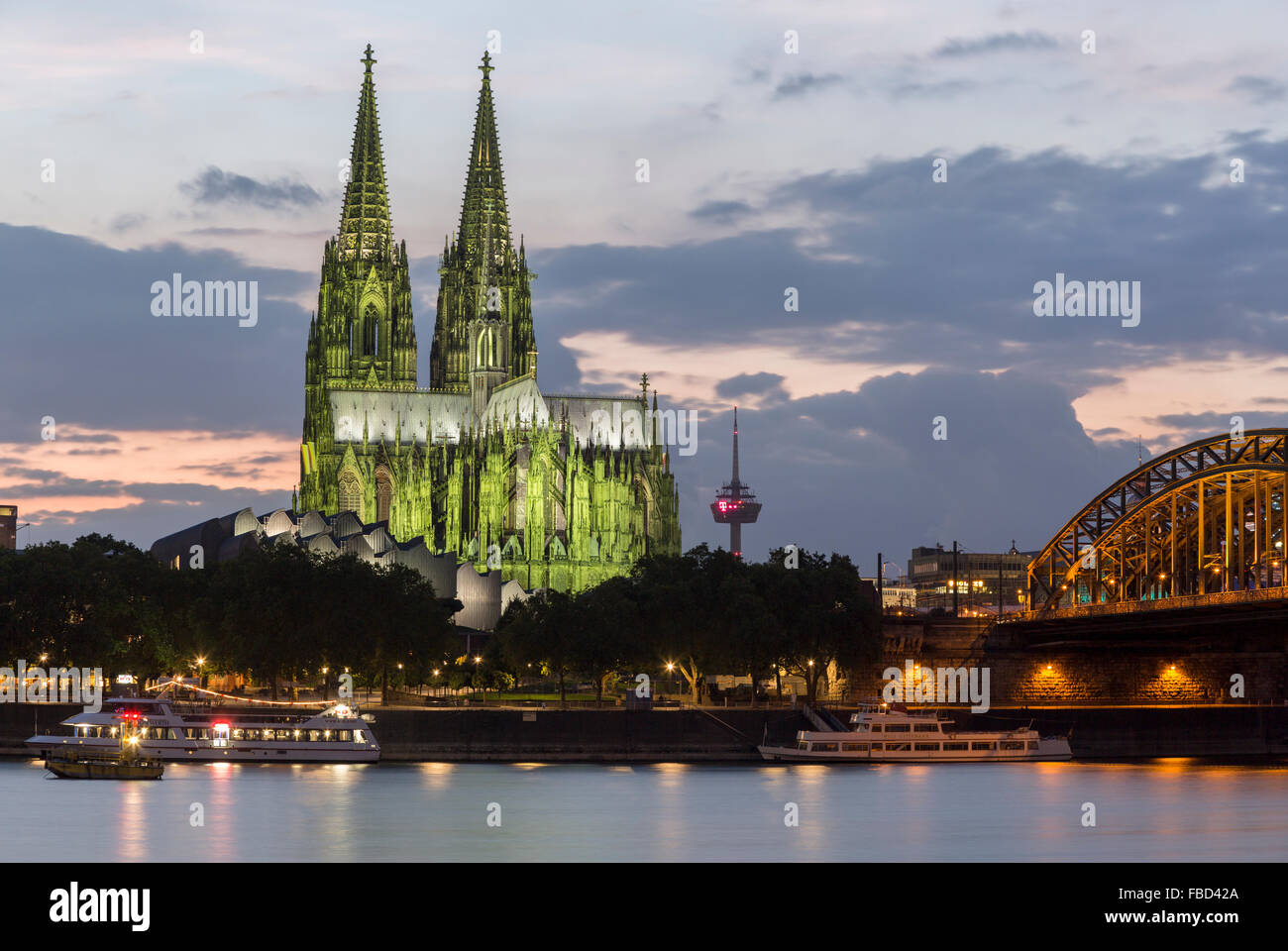 Cologne Cathedral and Hohenzollern Bridge, Cologne, Germany Stock Photo ...