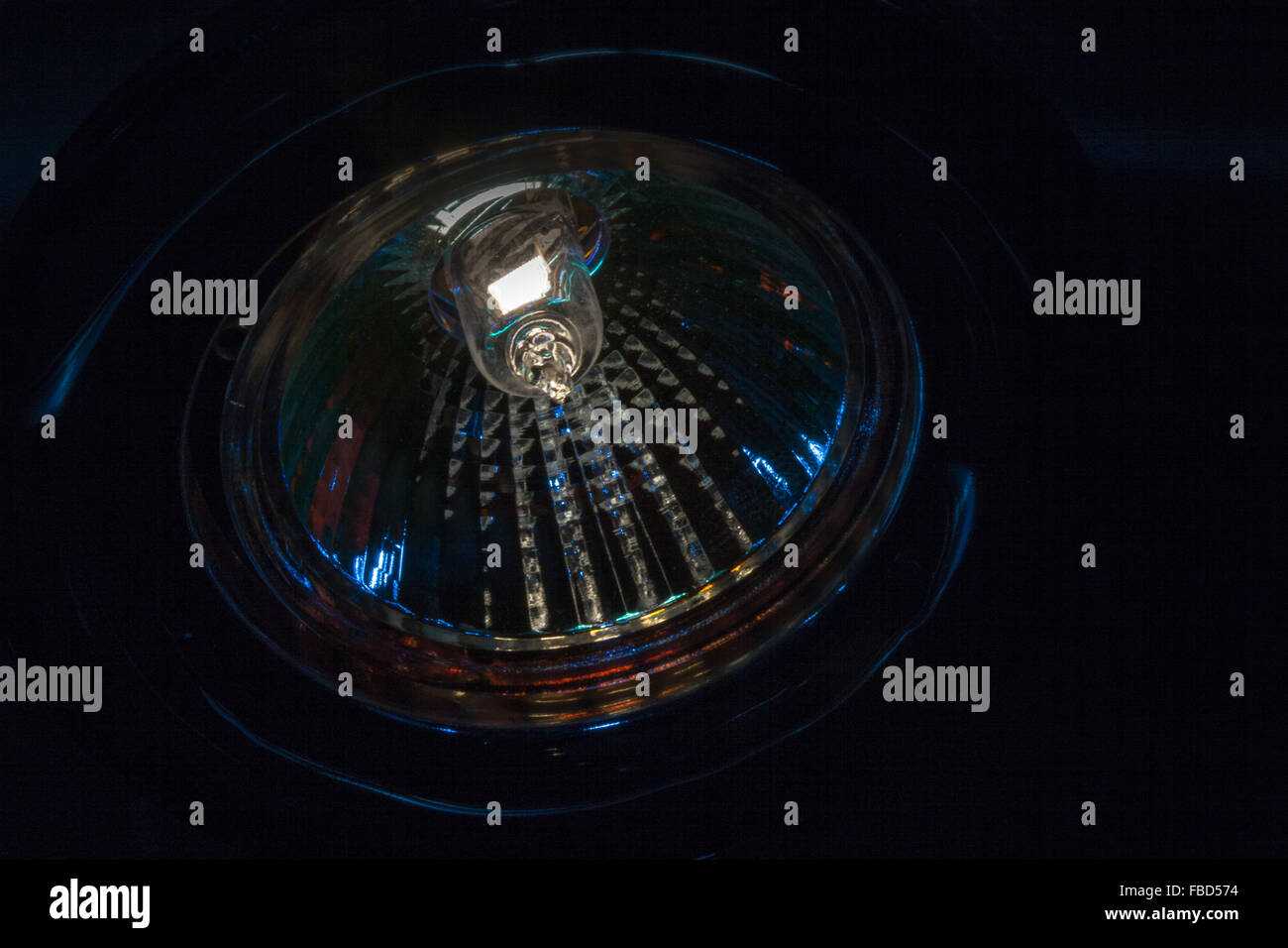 halogen spotlight bulb closeup on black background Stock Photo - Alamy
