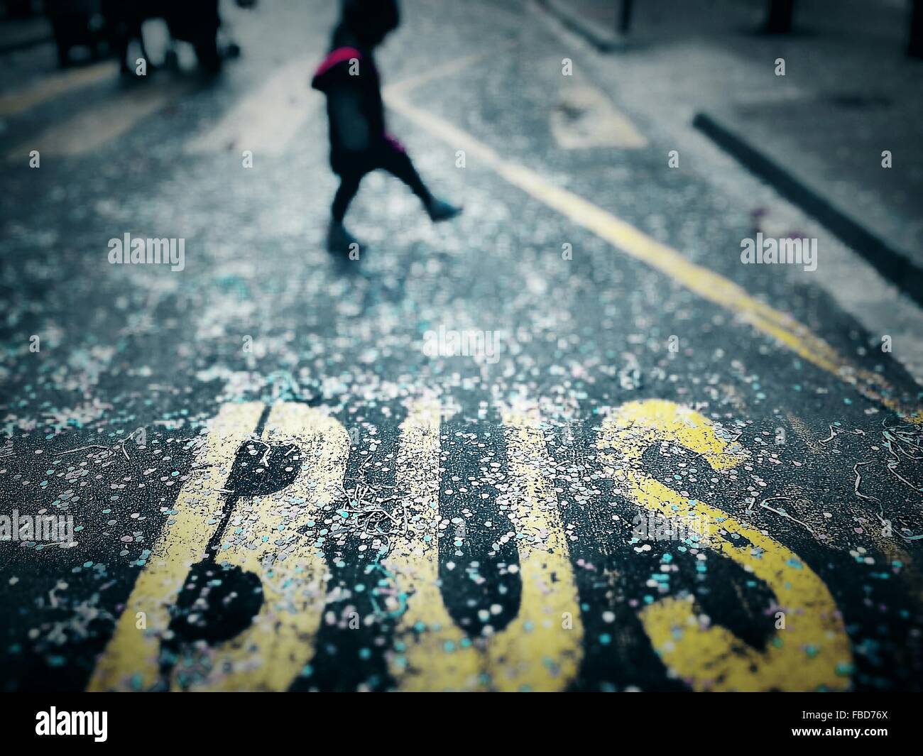 Bus And One Way Street Sign High Resolution Stock Photography and ...