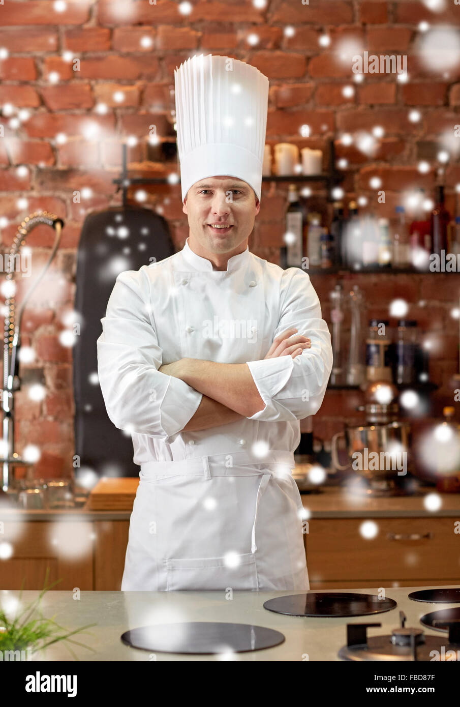 happy male chef cook in restaurant kitchen Stock Photo - Alamy