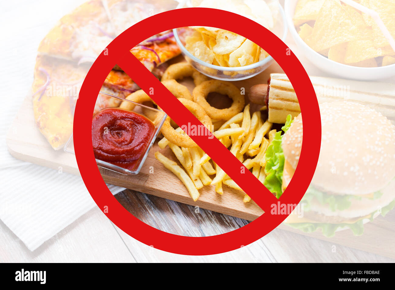 close up of fast food snacks behind no symbol Stock Photo - Alamy