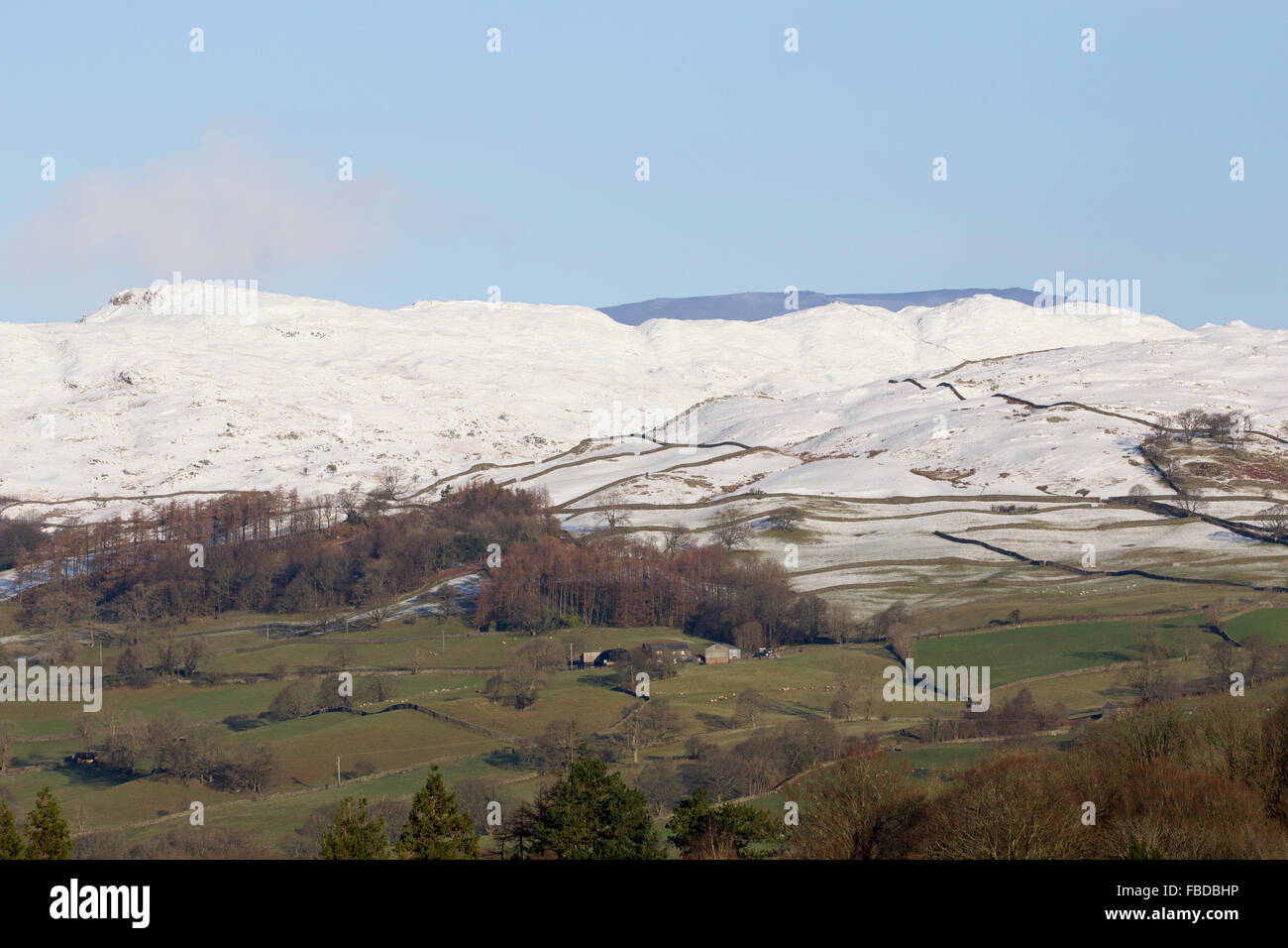 Lake Windermere Cumbria UK Weather 15th January 2016 Sunny Day & Snow ...