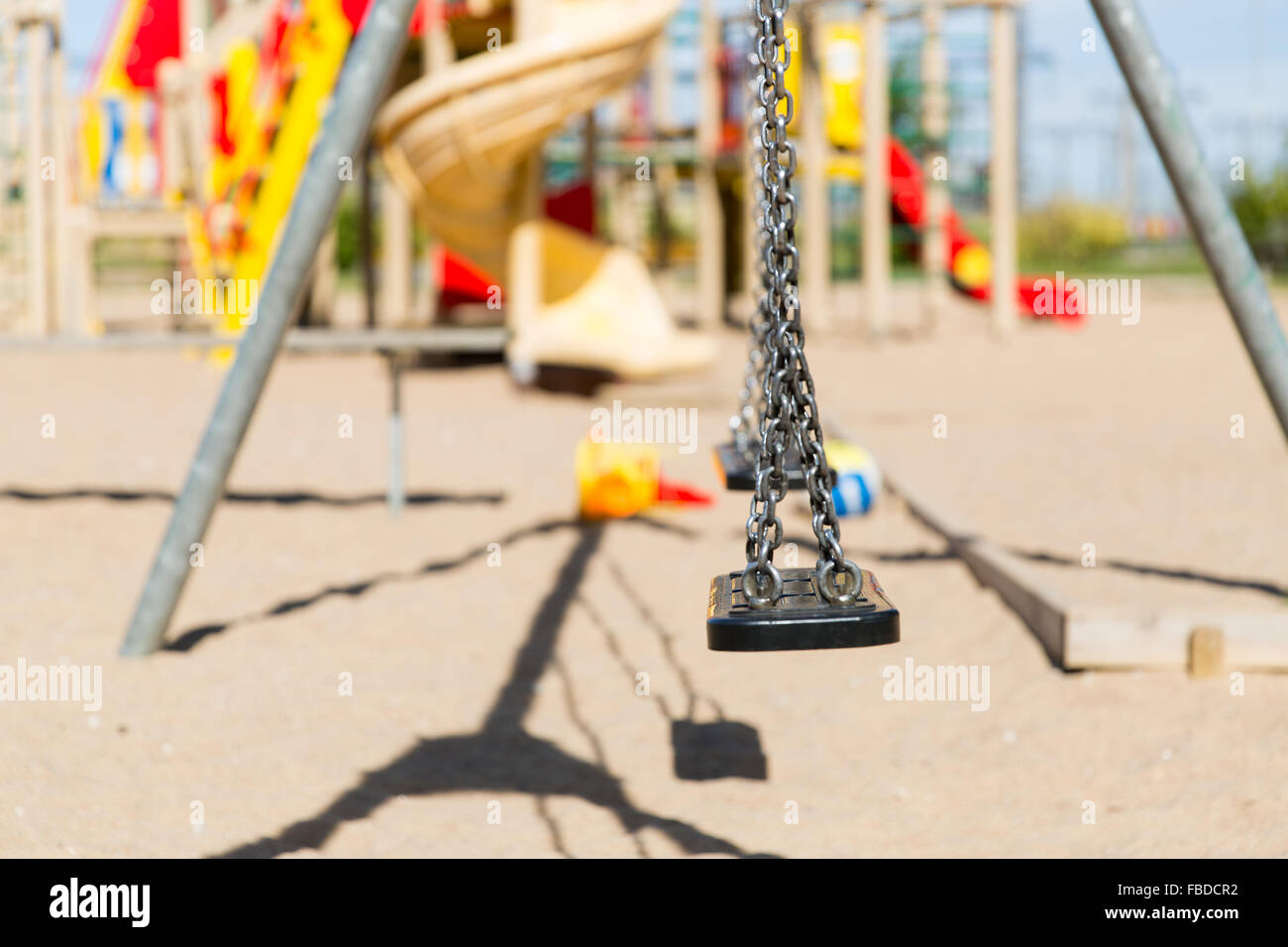 close up of swing on playground outdoors Stock Photo - Alamy