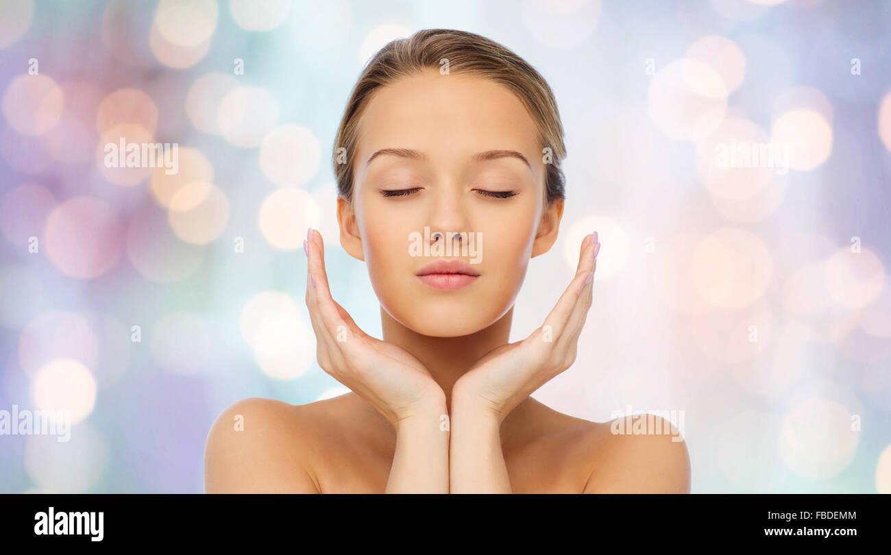 Woman hands over face and eyes hi-res stock photography and images - Alamy