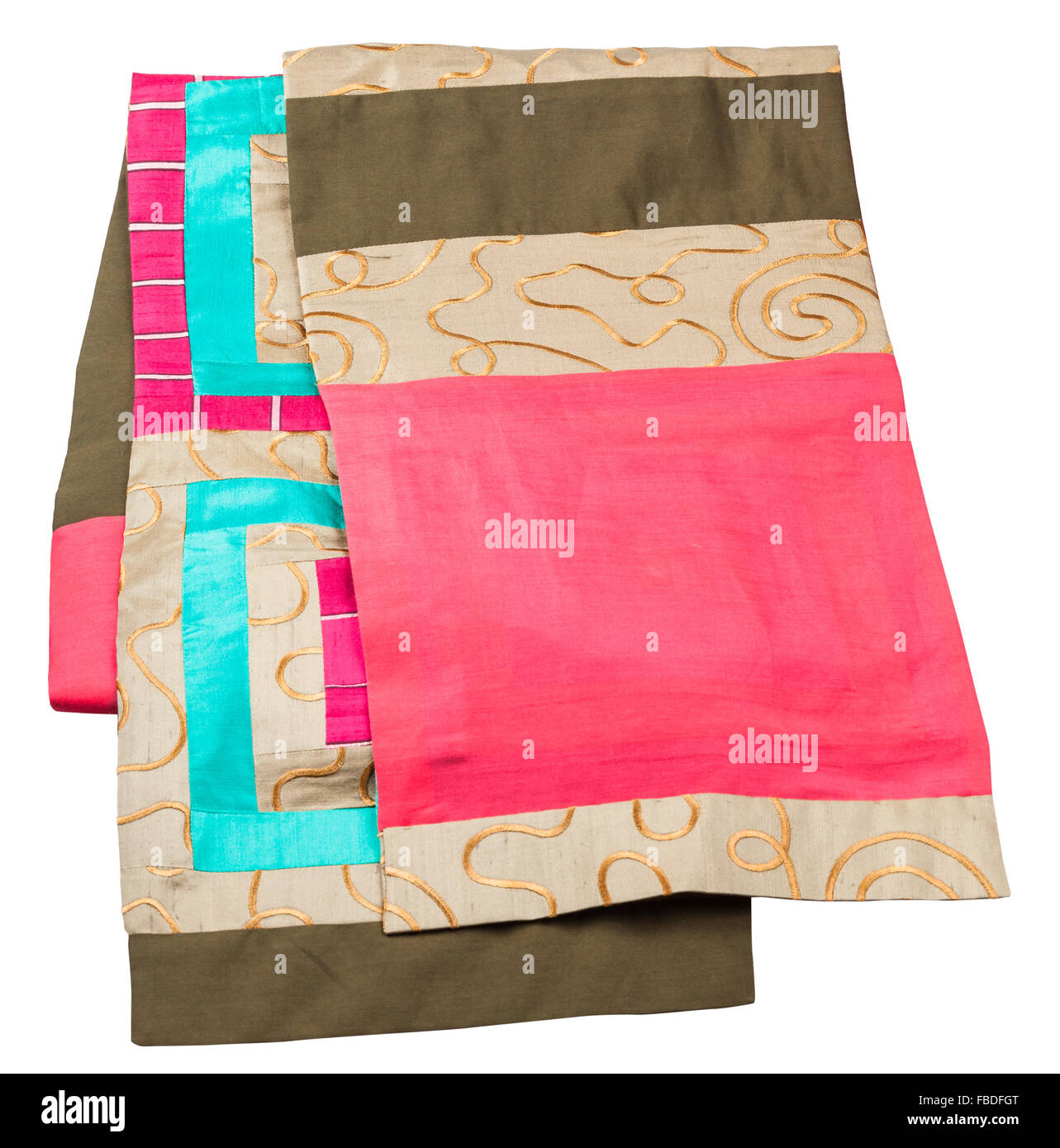 handmade patchwork silk scarf isolated on white background Stock Photo - Alamy