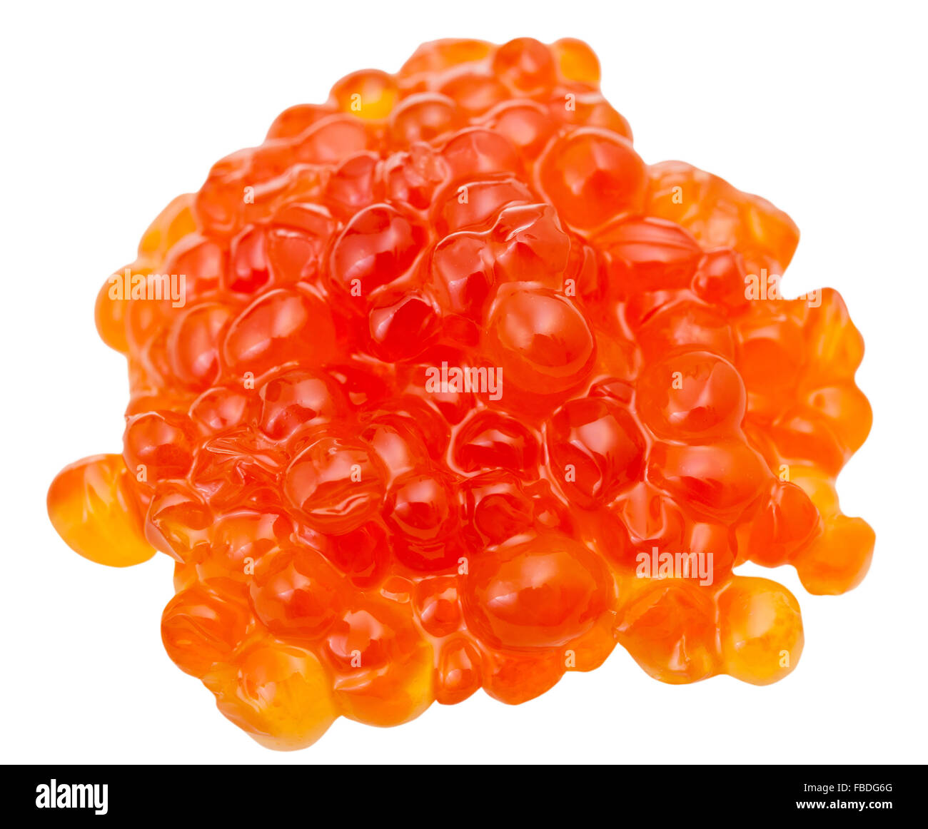 handful of trout fish salty red caviar isolated on white background ...