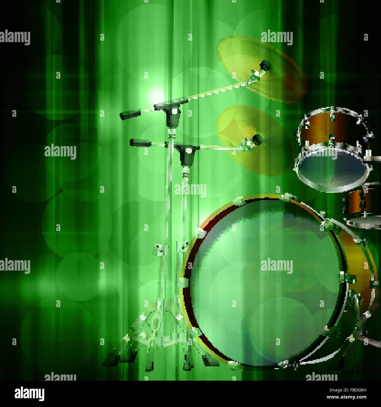 abstract green music background with drum kit Stock Vector Image & Art ...