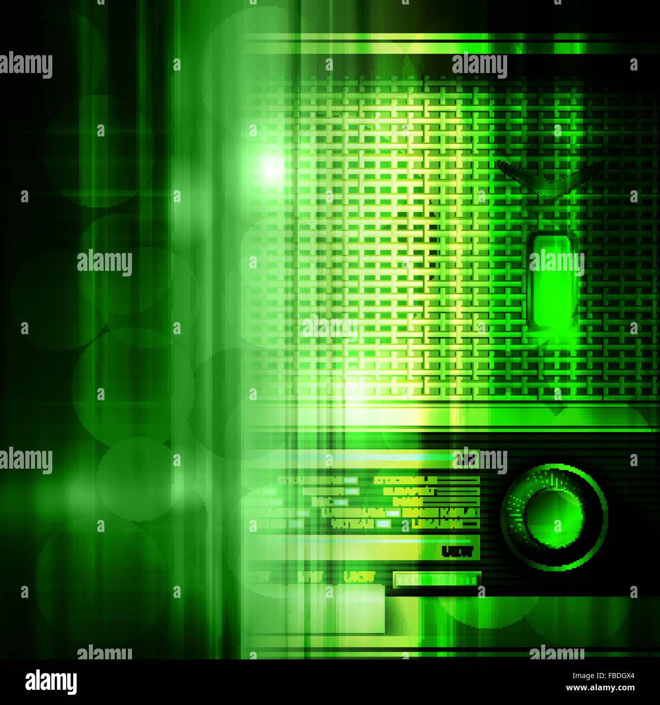 abstract green music background with retro radio Stock Vector Image ...