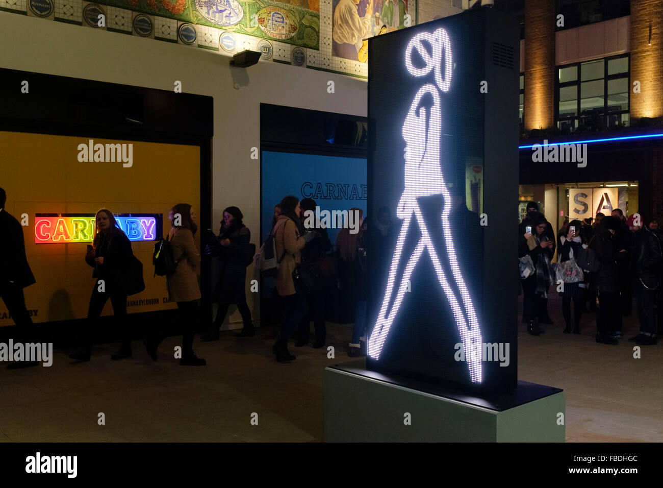 Shaida Walking. 2015 by Julian Opie on display during Lumiere London, a ...