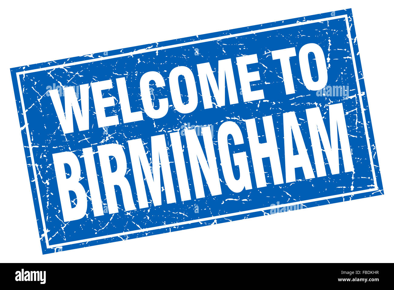 Birmingham blue square grunge welcome to stamp Stock Photo - Alamy