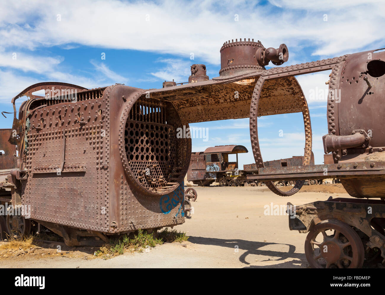 Uyuni train graveyard, Bolivia Stock Photo - Alamy