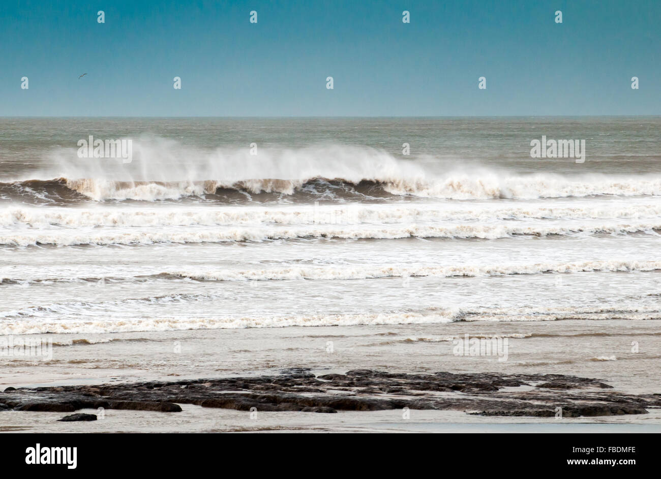 North Devon coast with waves Stock Photo - Alamy