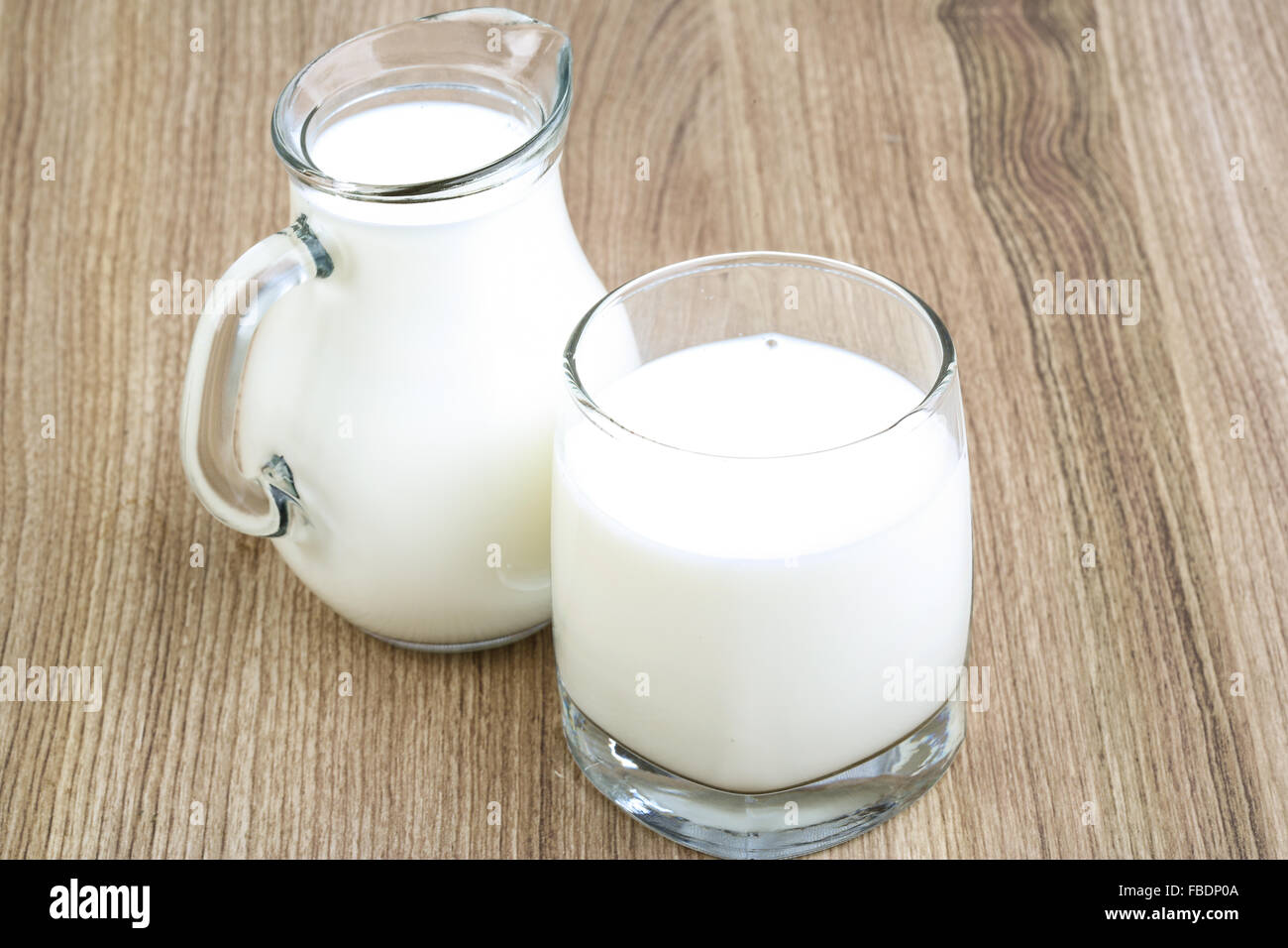 Fresh cold milk in glass on the wood background Stock Photo - Alamy