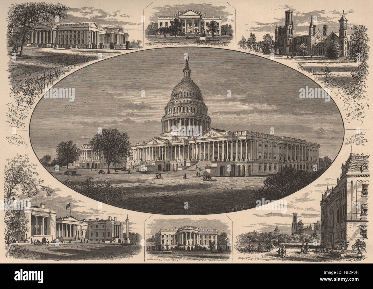 WASHINGTON DC: Public buildings. White House Capitol Treasury ...