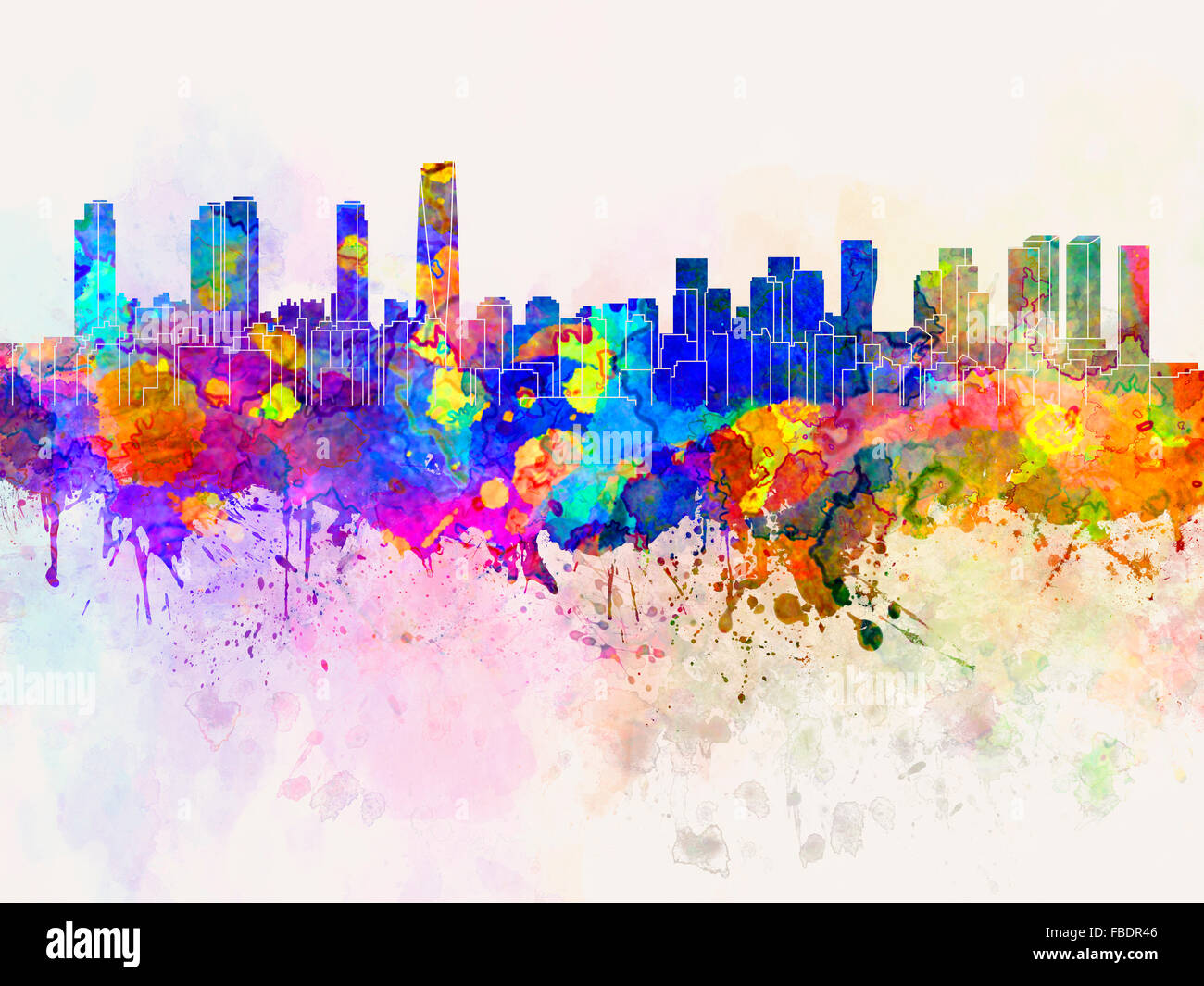 Incheon skyline in watercolor background Stock Photo - Alamy