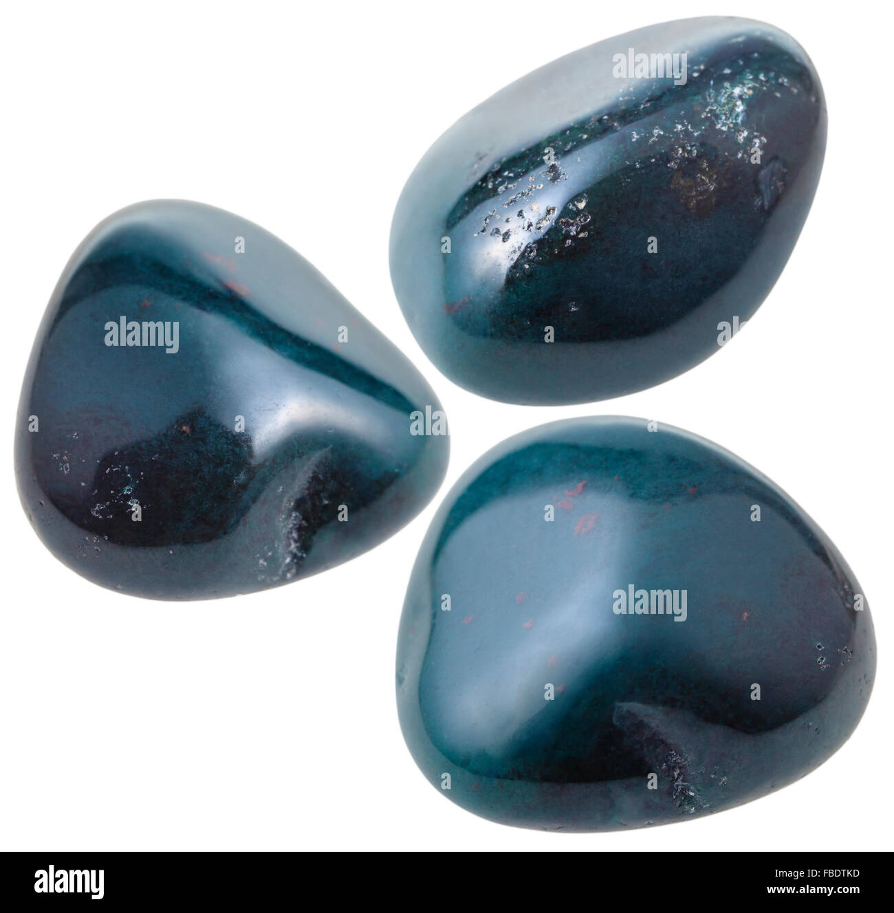 natural mineral gem stone - three heliotrope (bloodstone) gemstones ...