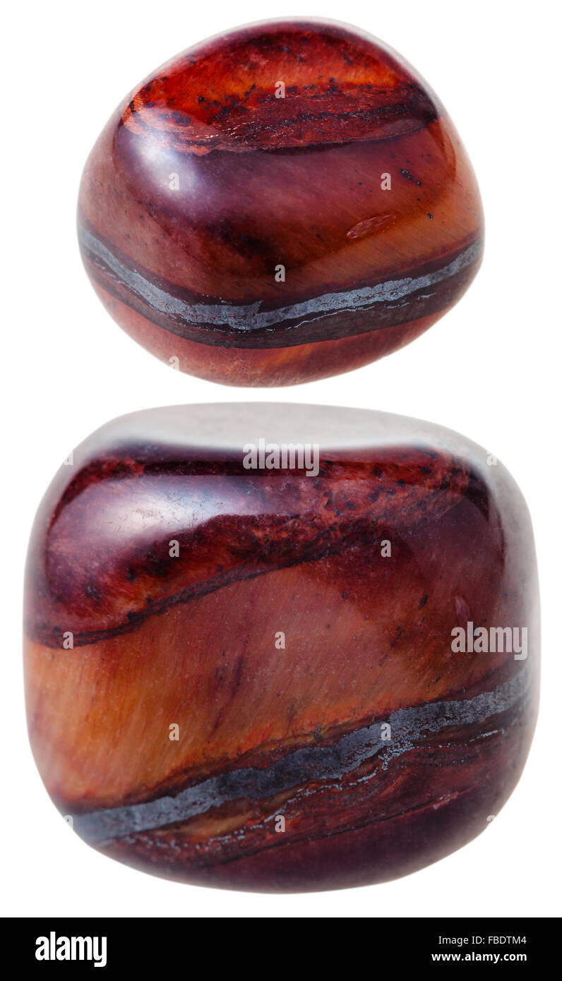 natural mineral gem stone - two gems of Jaspillite (jaspilite ...