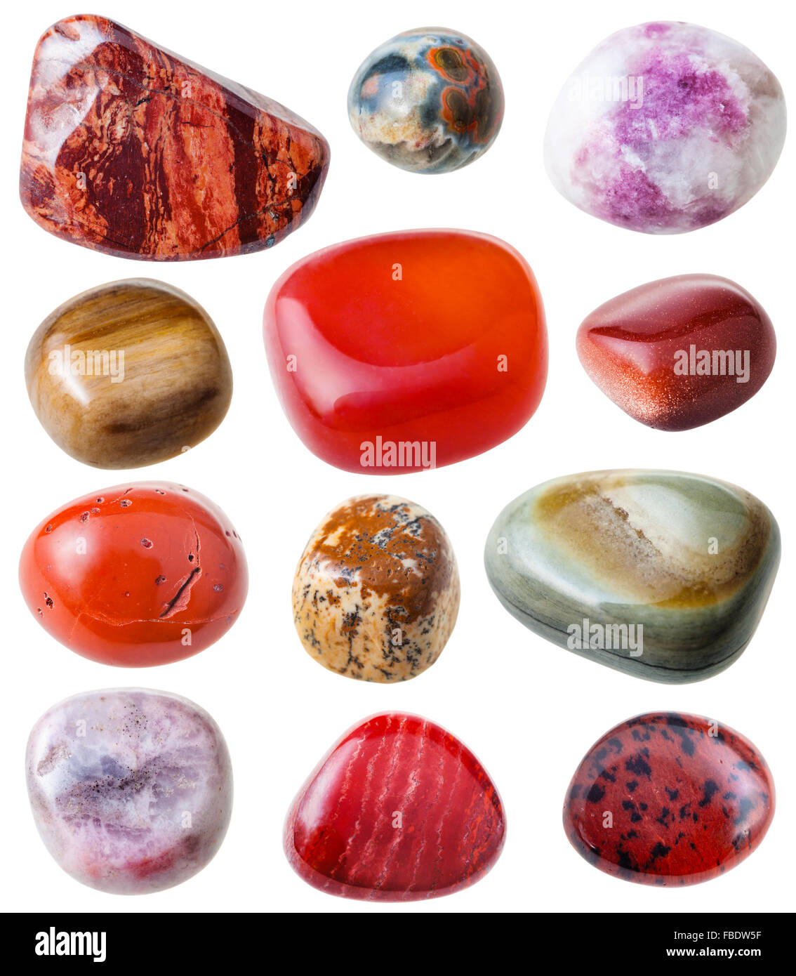 natural mineral gem stone - set from gemstones isolated on white ...