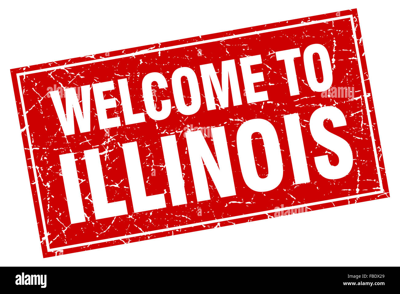 Illinois red square grunge welcome to stamp Stock Photo - Alamy