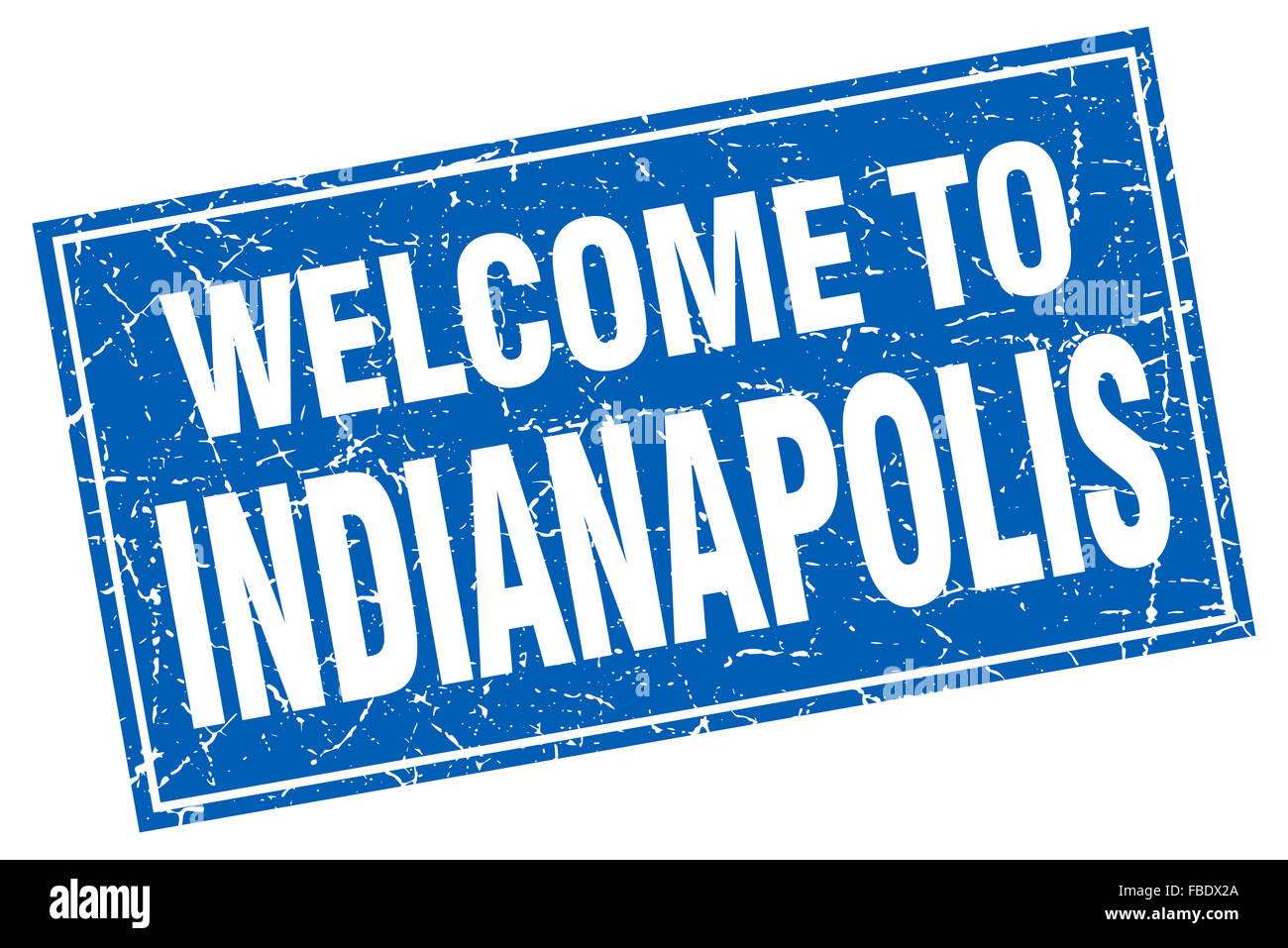 Indianapolis blue square grunge welcome to stamp Stock Photo - Alamy