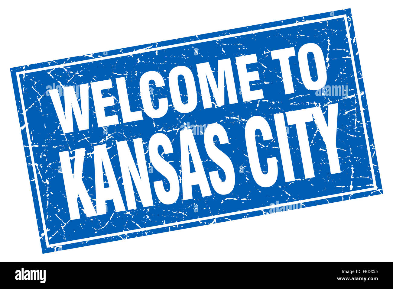 Kansas City blue square grunge welcome to stamp Stock Photo - Alamy