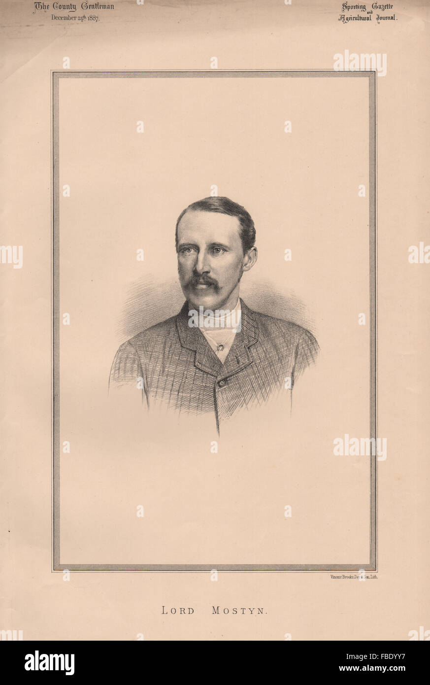 Lord Mostyn, antique print 1887 Stock Photo - Alamy