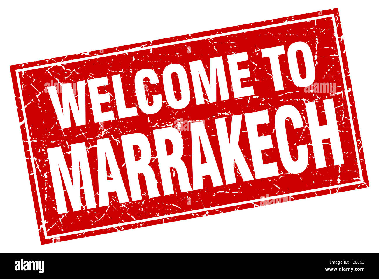 Marrakech red square grunge welcome to stamp Stock Photo - Alamy
