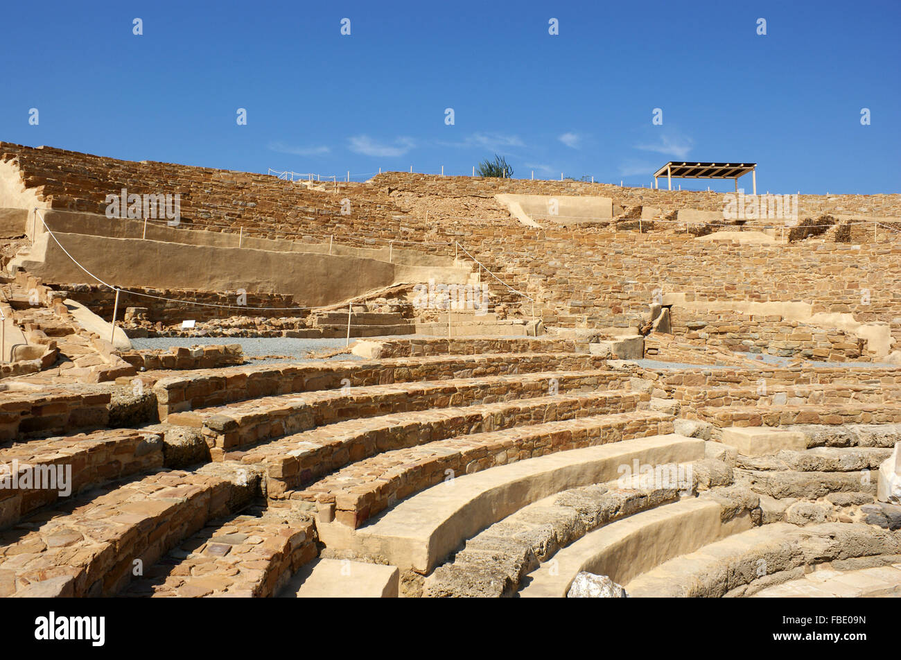 Architectural view of the ancient Hephaistia amphitheatre, stairways ...